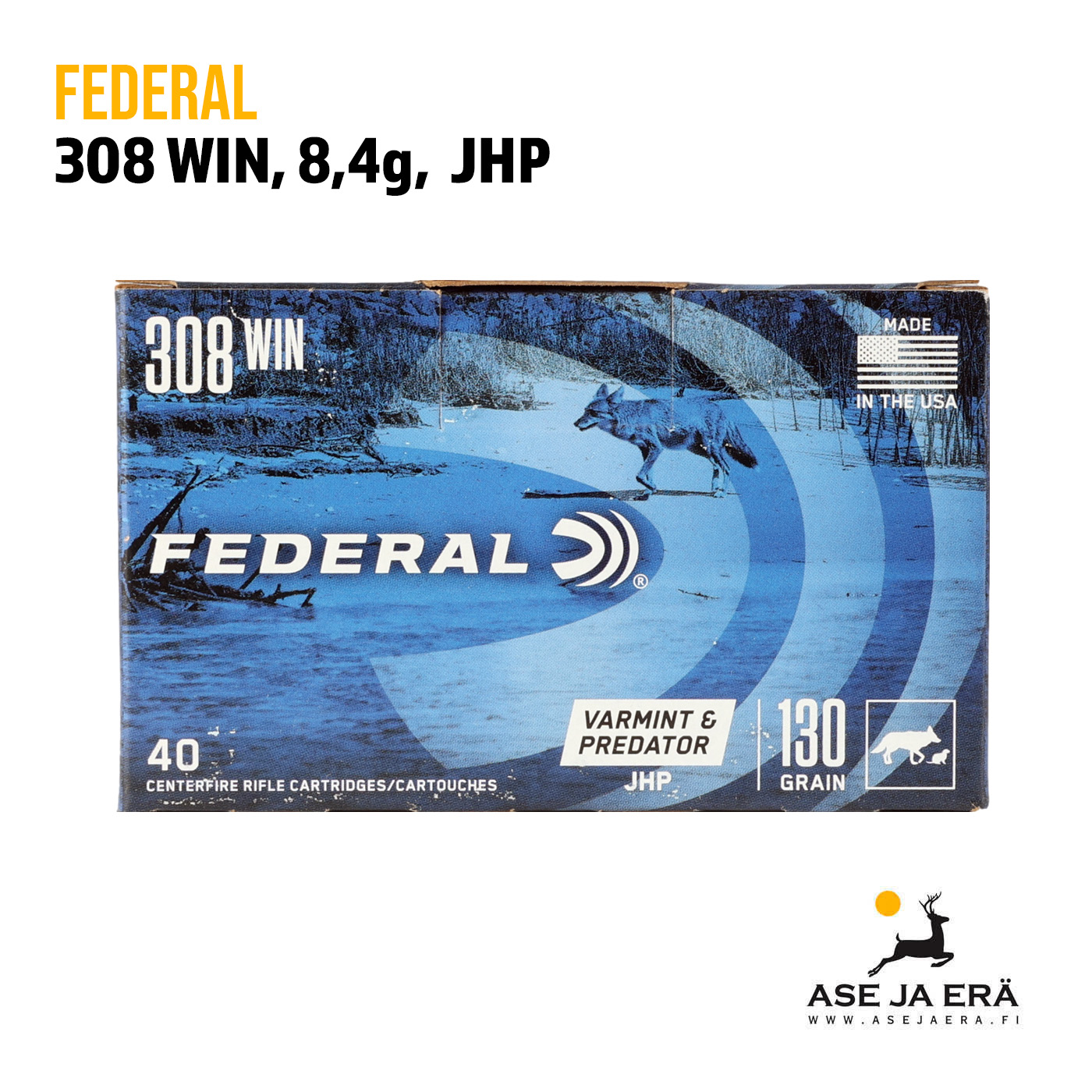 Federal .308 Win Varmint Predator JHP 8,4g - asejaera.fi verkkokauppa