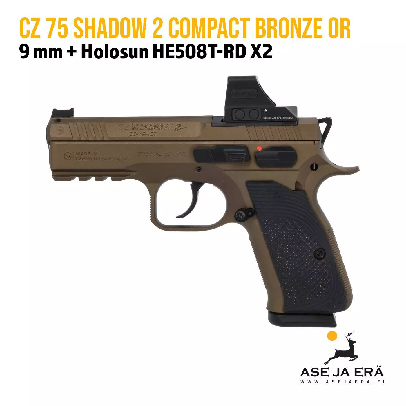 CZ 75 Shadow 2 Compact Bronze 9x19 pistooli + Holosan punapistetähtäin ...