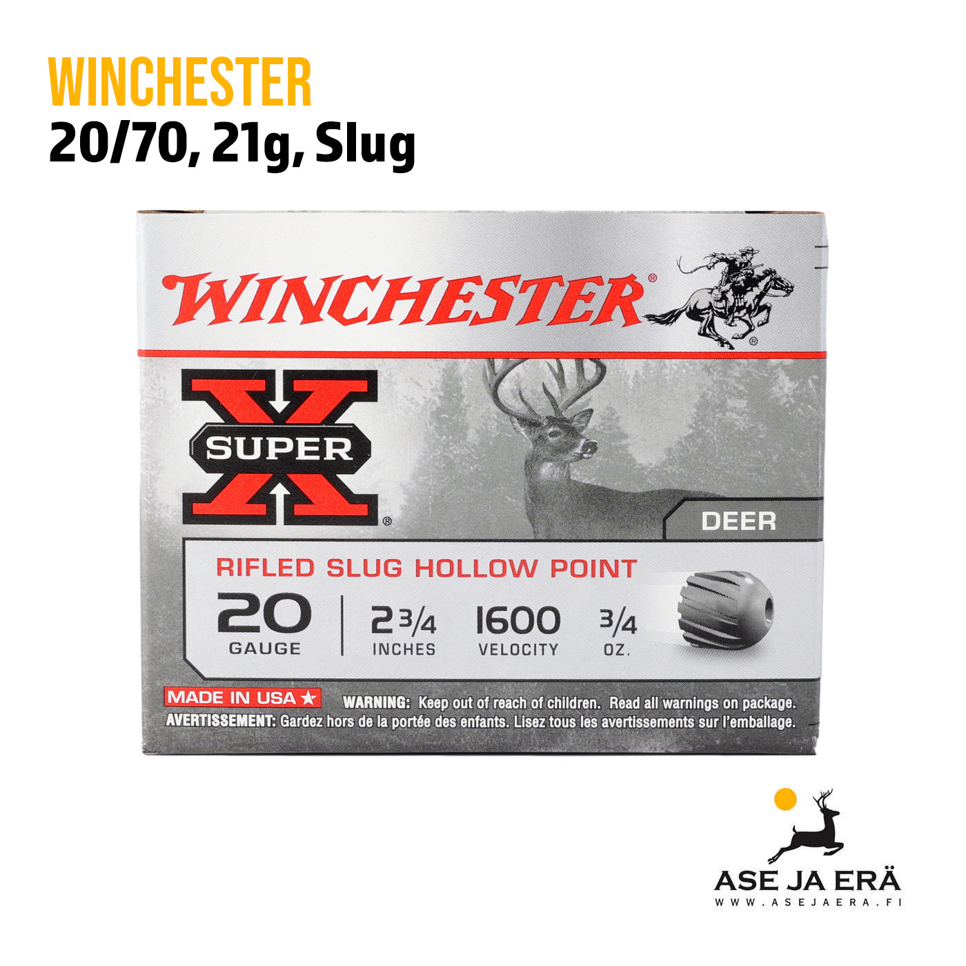 Winchester Super X Slug HP 20/70 21g 5 kpl - asejaera.fi verkkokauppa