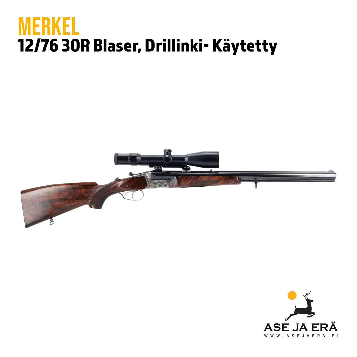 Merkel 96K Jagd 12/76 / .30R Blaser Drillinki - Käytetty 3-12x50+ pikajalka - asejaera.fi ...