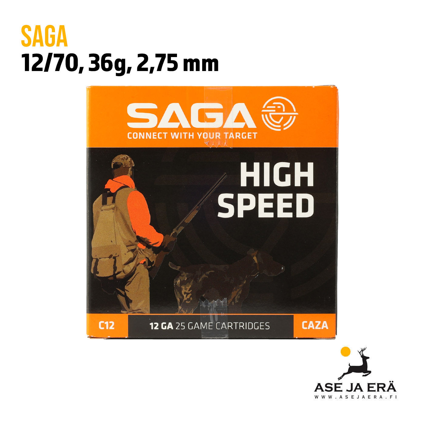 Saga High Speed 12/70 36g haulikonpatruuna - asejaera.fi verkkokauppa
