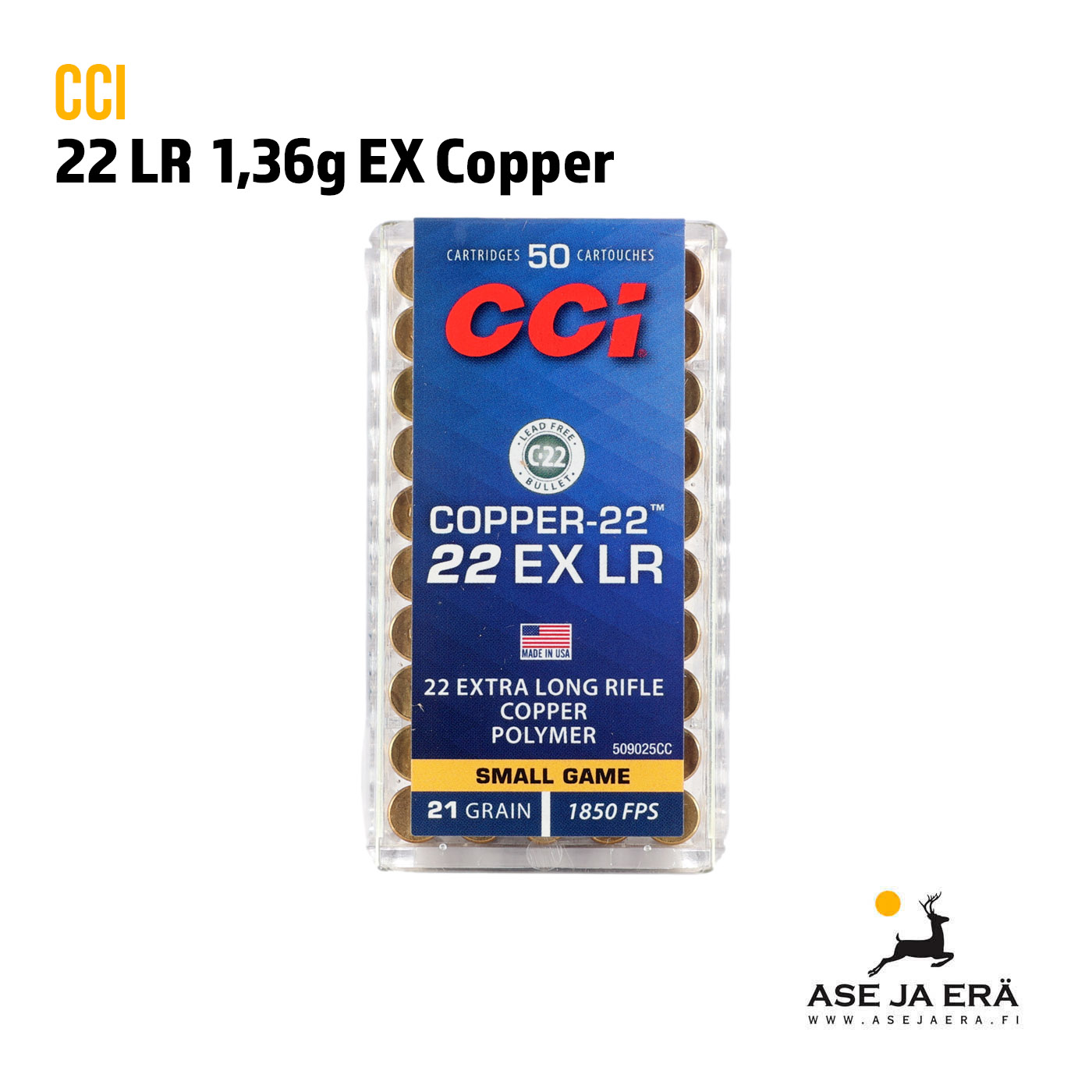 CCI Copper-22 22 EX LR Pienoiskivääripatruuna - asejaera.fi verkkokauppa