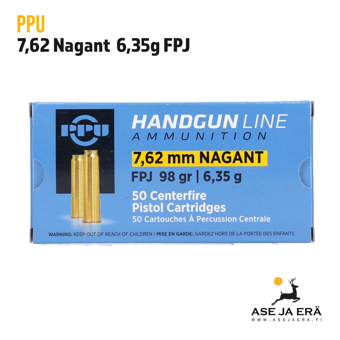 PPU 7,62 Nagant FPJ 6,35g revolverin patruuna - asejaera.fi verkkokauppa