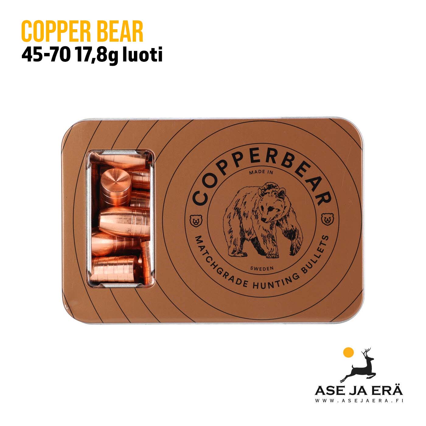 CopperBear 45-70 17,8g kupariluoti 40 kpl Lyijytön metsästysluoti - asejaera.fi verkkokauppa