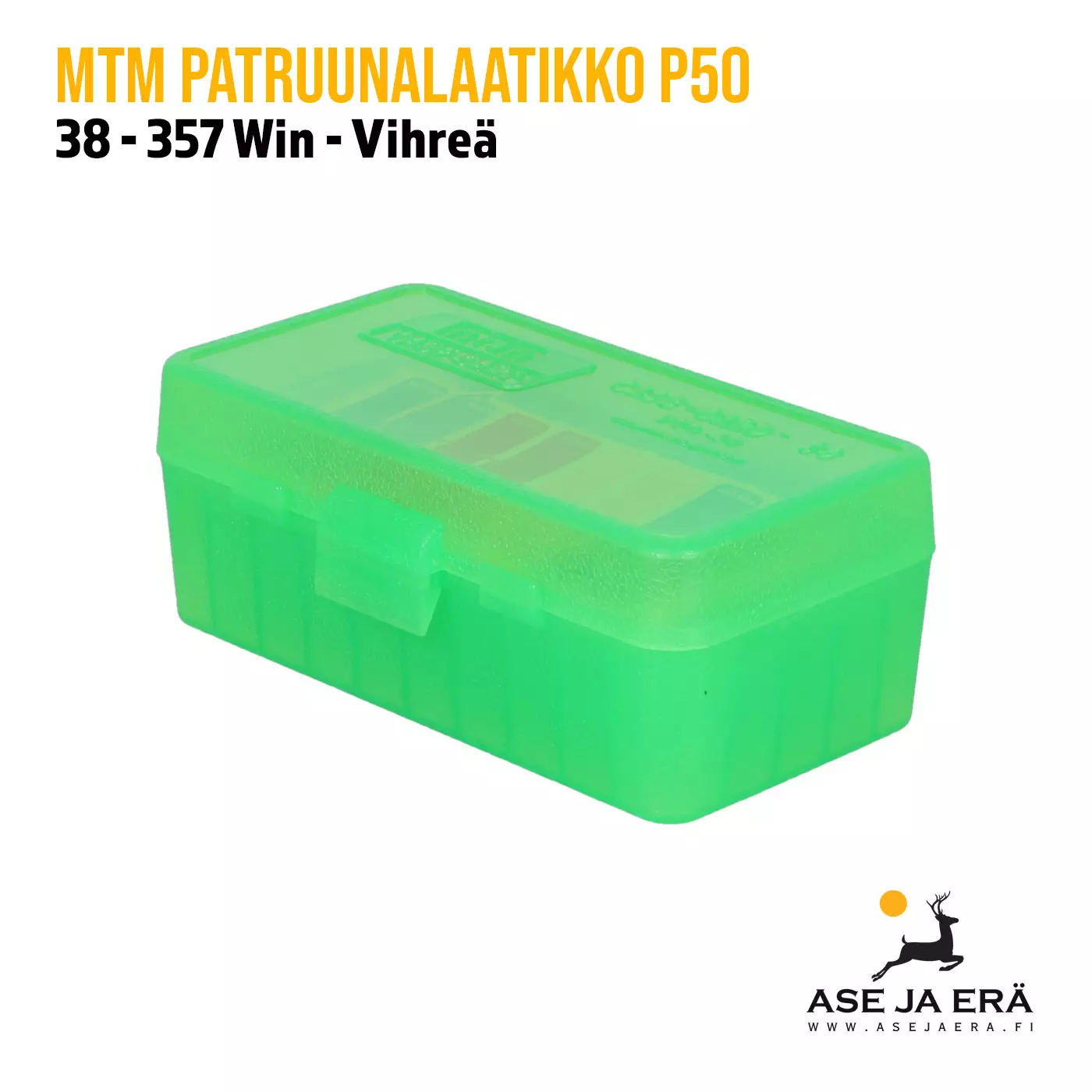 MTM P50-38-16 38 Special patruunalaatikko 50 patruunalle, Flip-Top ...