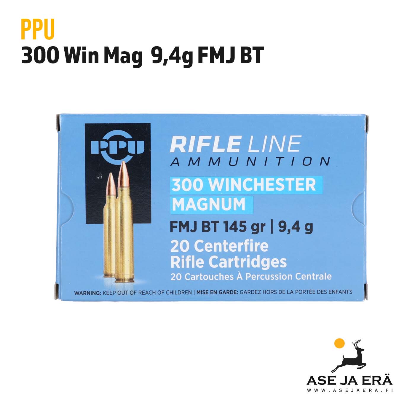 PPU 300 Win Mag FMJ BT 9,4g kiväärin patruuna Rata-ammuntaan - asejaera ...