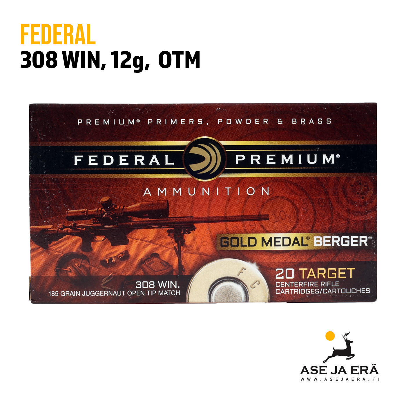 Federal Premium® .308 Win Gold Medal® Berger® Juggernaut OTM 12,0g - asejaera.fi verkkokauppa