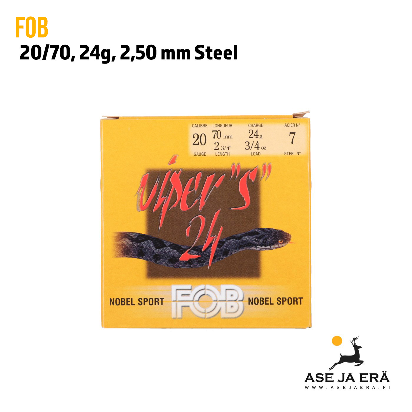 FOB Viper Steel 20/70 24g 7 2,5mm haulikonpatruuna - asejaera.fi ...