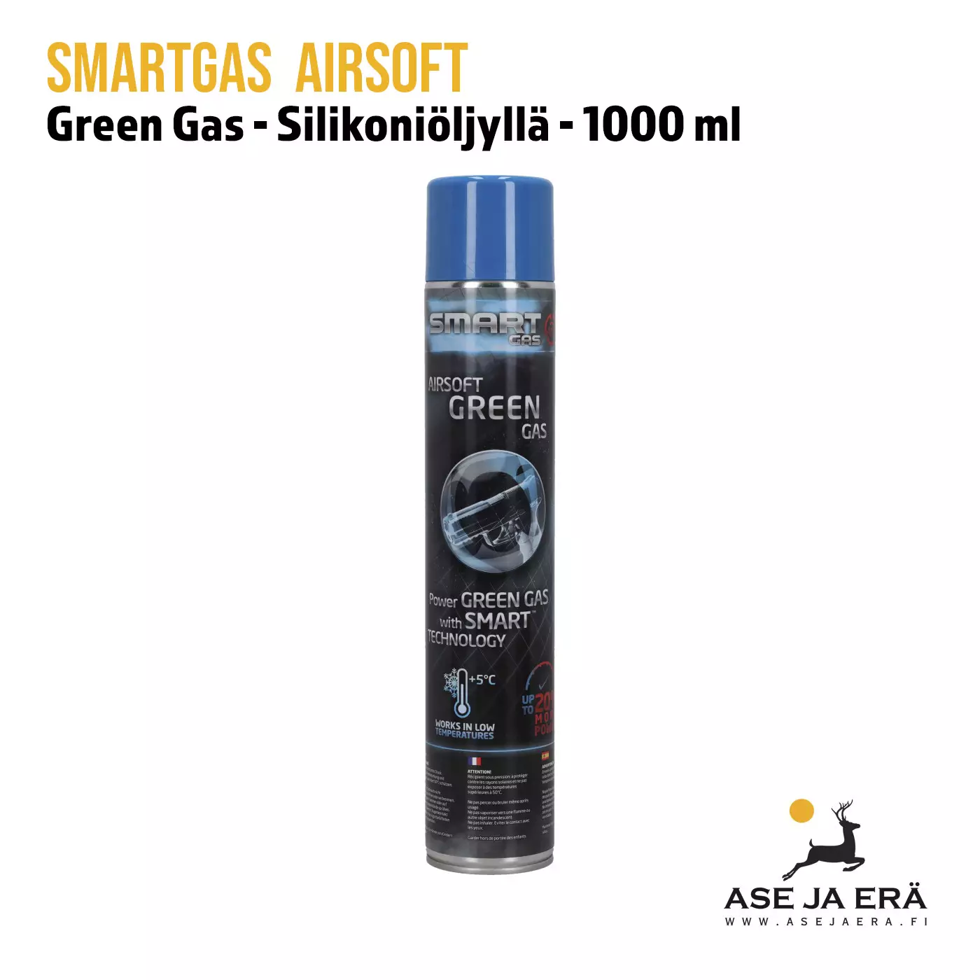 SmartGas Airsoft-kaasu 1000ml Gas with silicone - asejaera.fi verkkokauppa