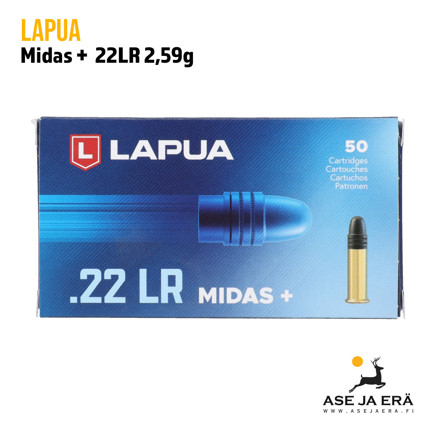 Lapua Midas+ 22LR Pienoiskiväärin Patruuna - asejaera.fi verkkokauppa